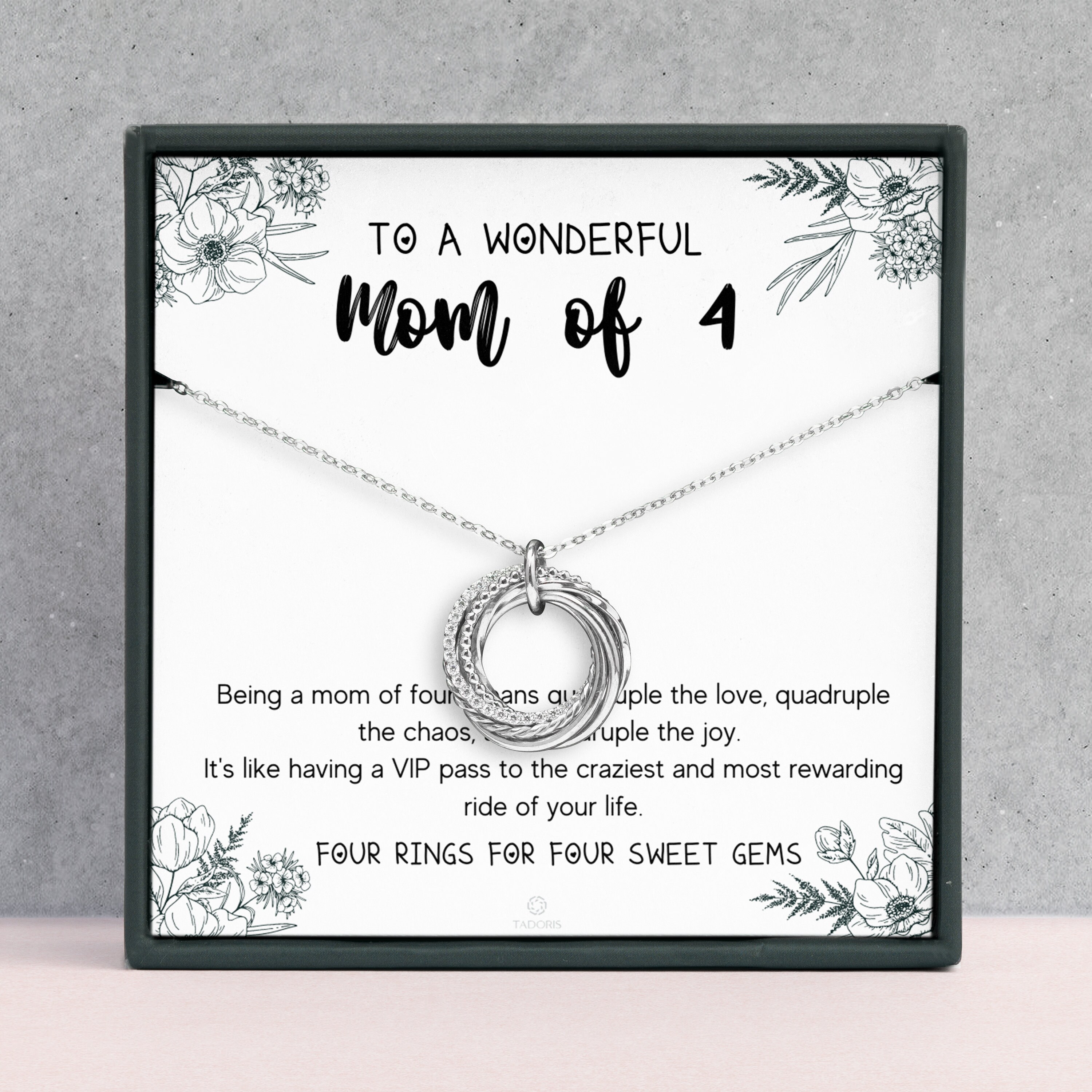 Mother of Four Necklace Mom of 4 Gift Mom of Sons New Mom Gift Mother s Day Gift 4 Rings for 4 Kids Interlocking Silver Necklace Etsy