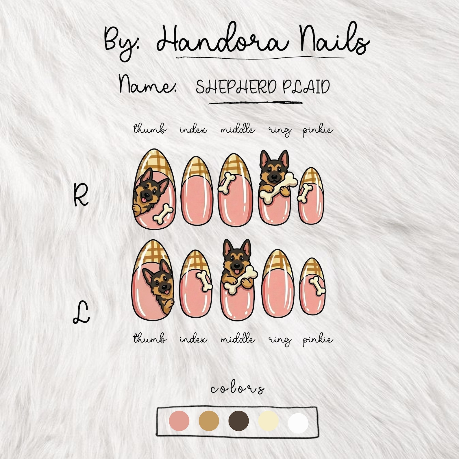 Dog Press on Nails, 3D German Shepherd Puppy Nail Art With Bones ...