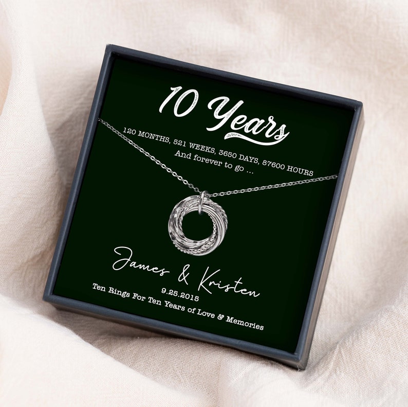 10 Year Anniversary Necklace 10th Anniversary Gift for Wife Tin ...