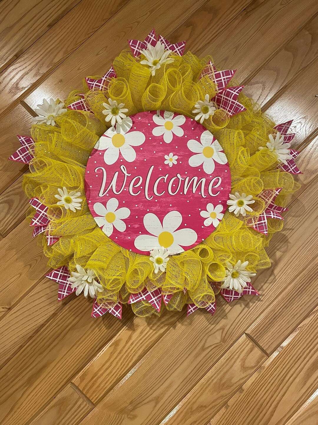 Spring Daisy Welcome Wreath - Etsy