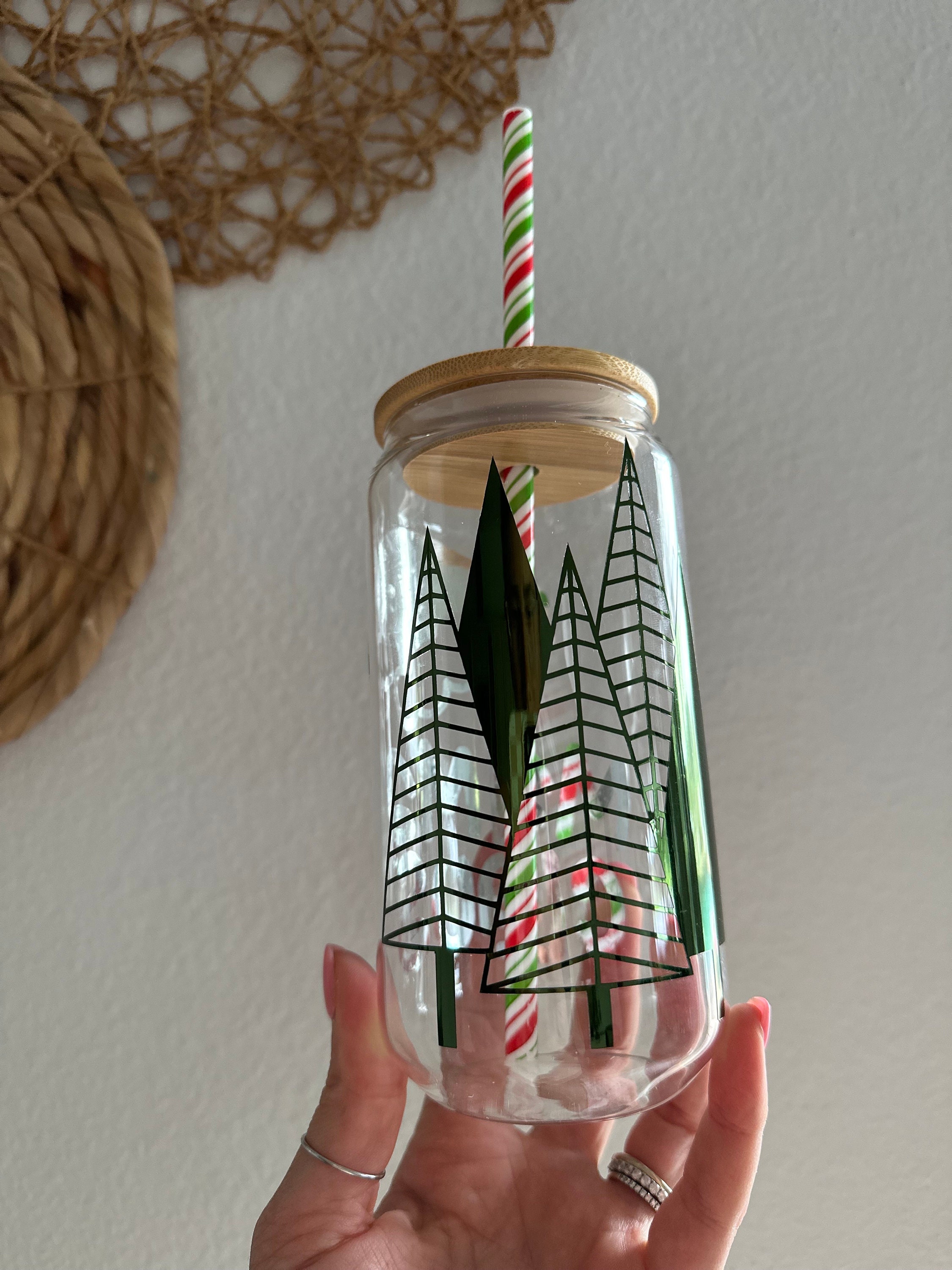 Mama Claus & Trees Glass Cup 18OZ - Etsy