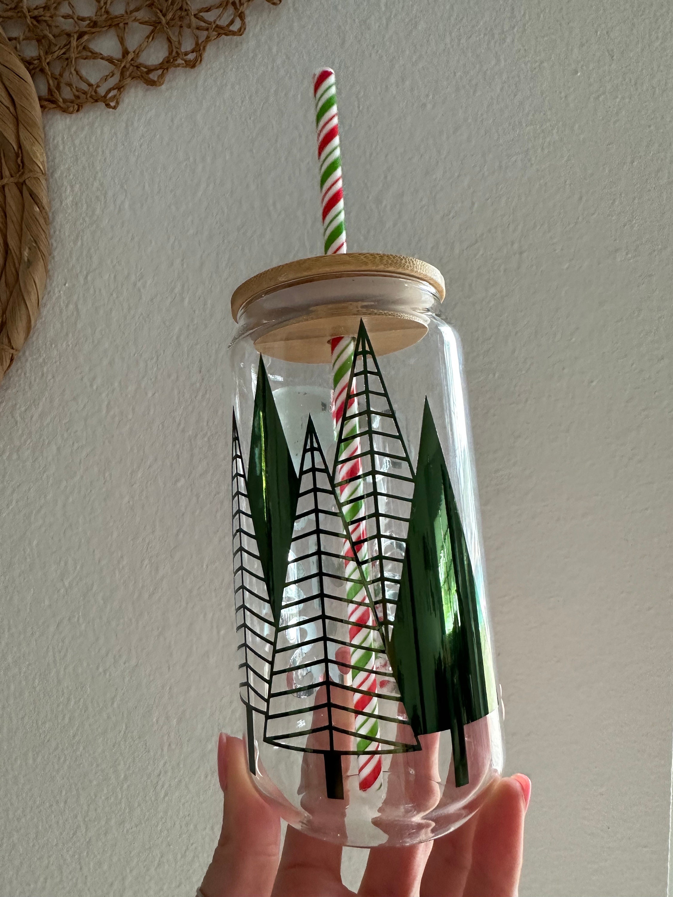 Mama Claus & Trees Glass Cup 18OZ - Etsy