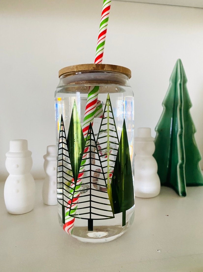 Mama Claus & Trees Glass Cup 18OZ - Etsy