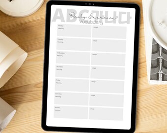 Printable Vocabulary List Language Learning Planner (Instant Download ...