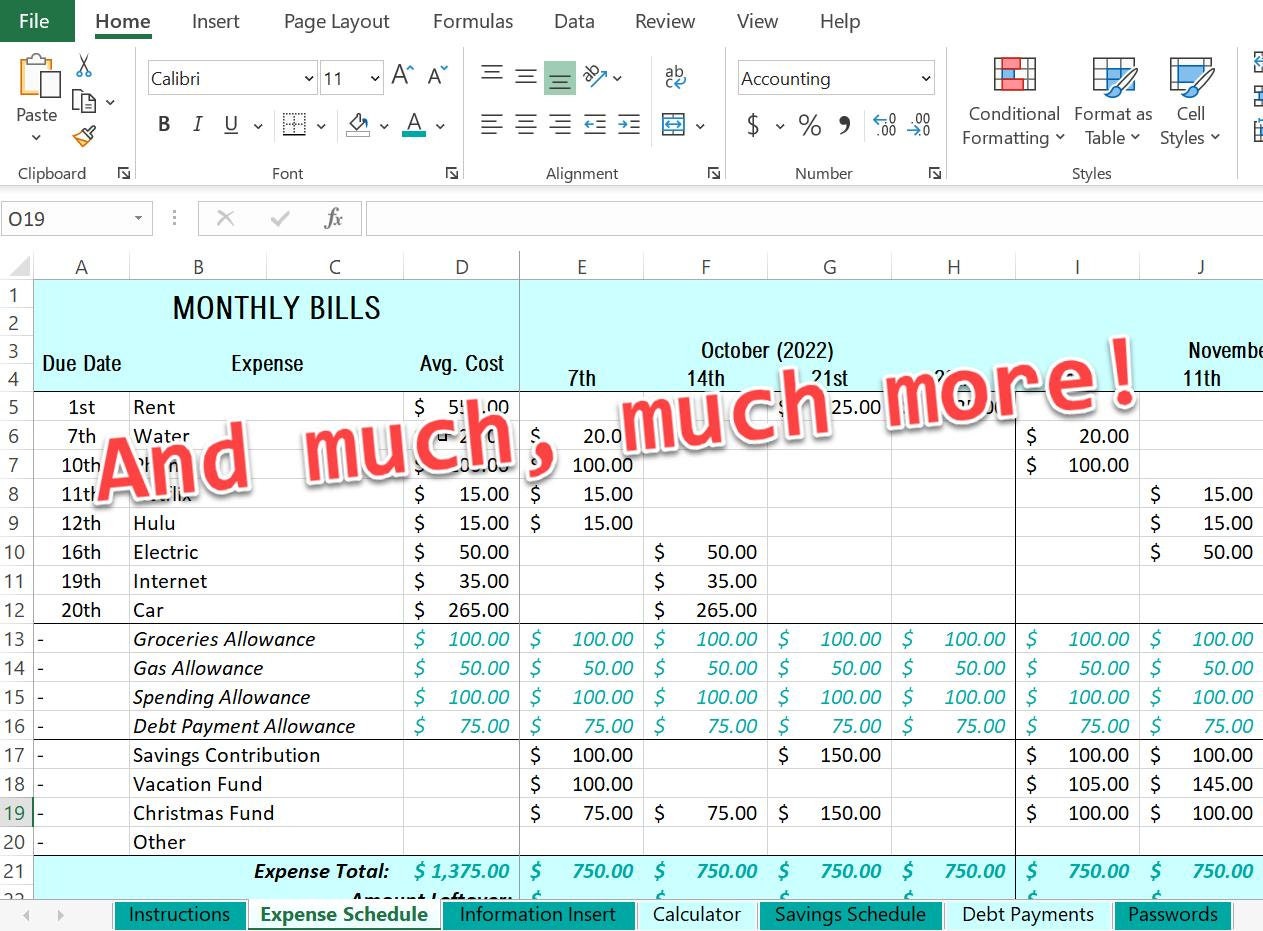 Excel Expense and Bill Planner - Etsy