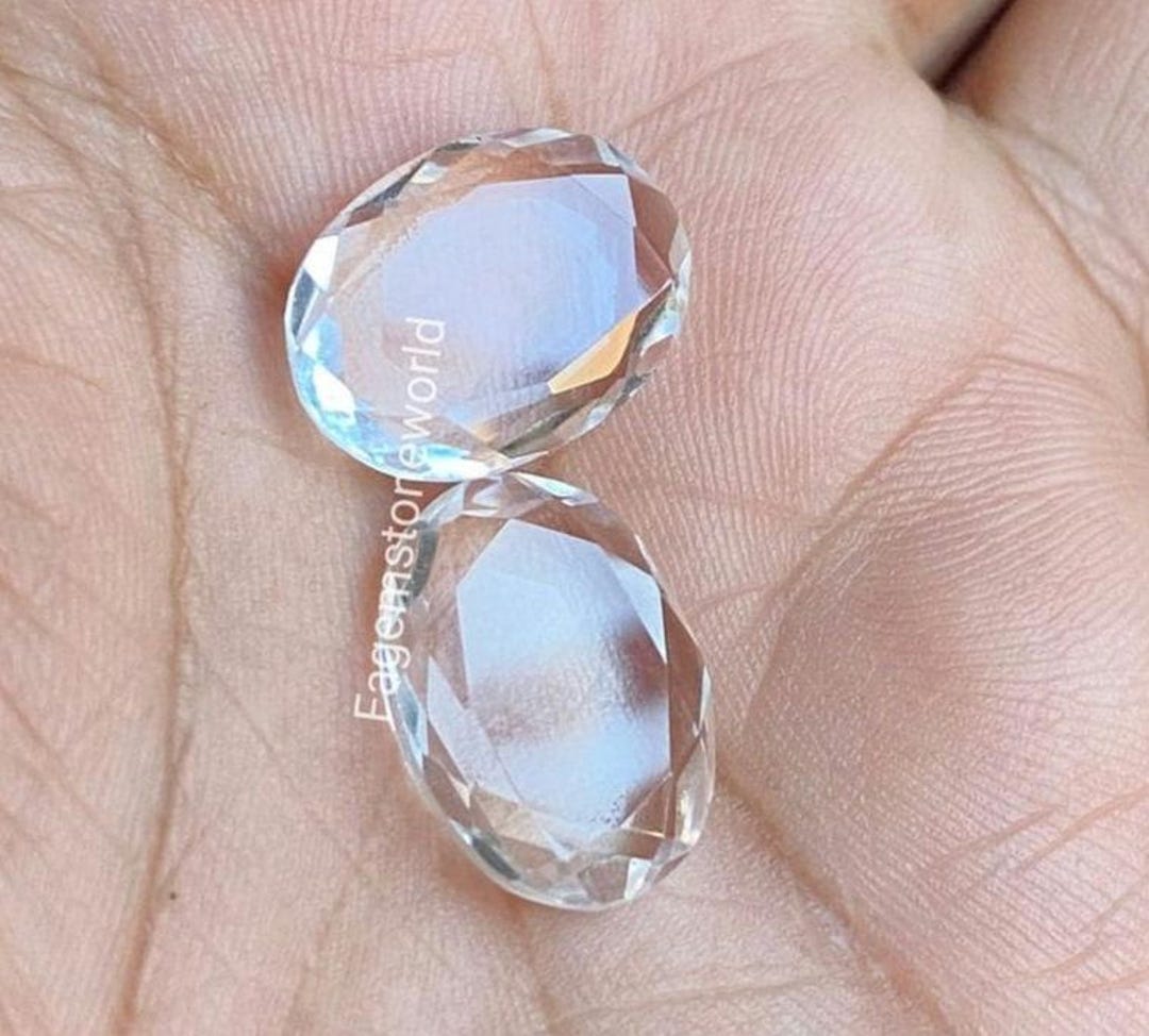 Tablet Cut Handmade Crystal Quartz Oval Gemstone, Both Side Cut Crystal ...