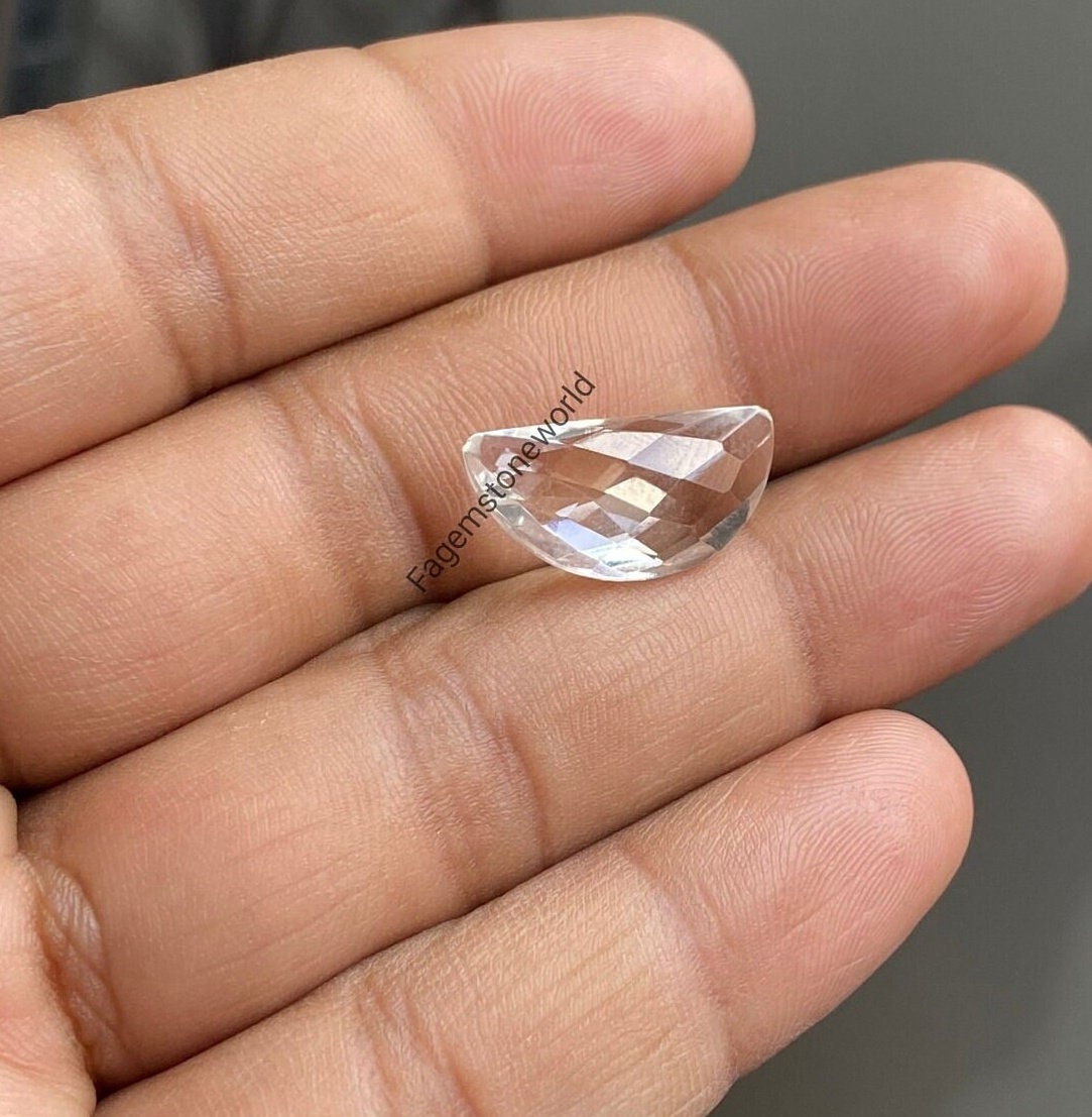 10x16mm to 10x20mm Natural Crystal Quartz Gemstone, Handmade Unique ...