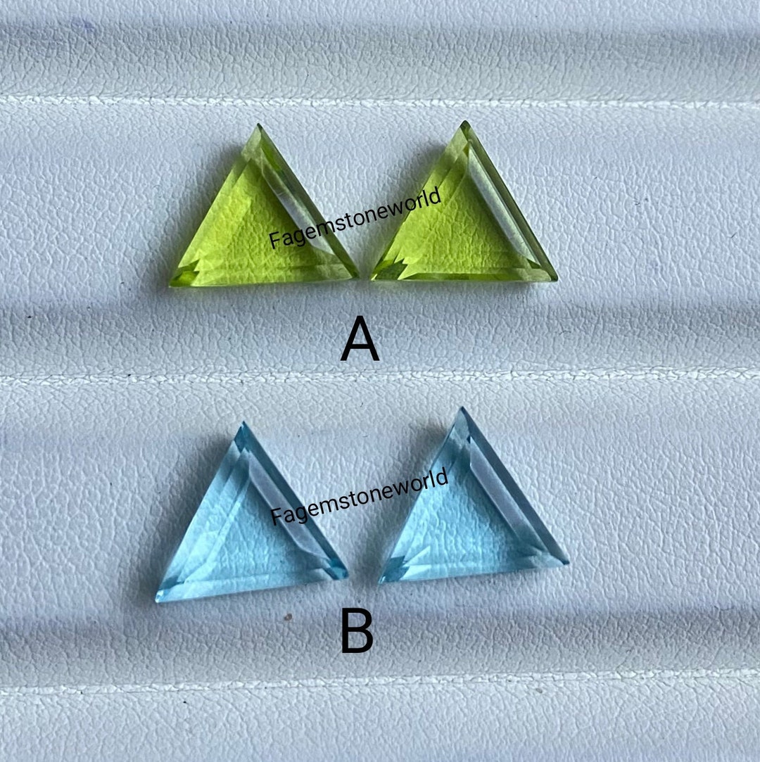5 Pc AAA+ Quality PERIDOT & Sky BT Triangle Shape Gemstone, Handmade ...