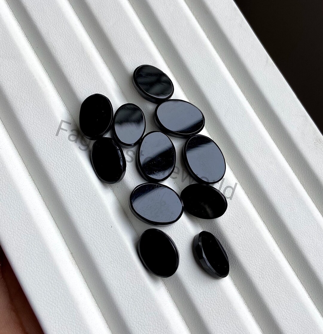 Black Onyx Tablet Both Side Flat Handmade Gemstone Oval Shape Both Side ...