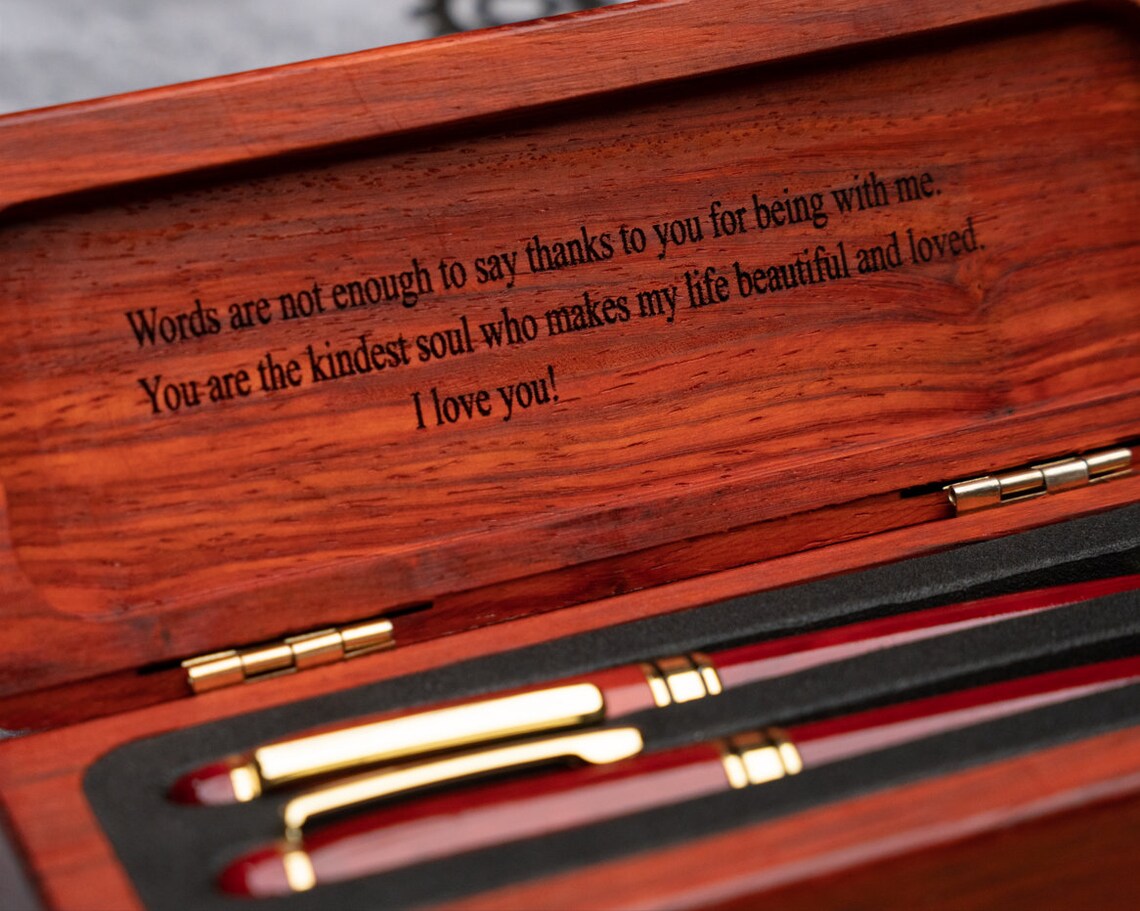 Personalized Pen Case Rosewood Pen Box Wood Custom Pen Set Engraved Custom Pen Case