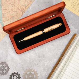 Personalized Pen Case, Rosewood Pen Box, Wood Custom Pen Set, Engraved ...