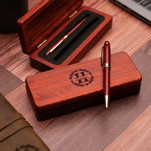 Personalized Pen Case, Rosewood Pen Box, Wood Custom Pen Set, Engraved ...
