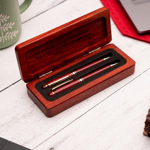 Personalized Pen Case, Rosewood Pen Box, Wood Custom Pen Set, Engraved ...