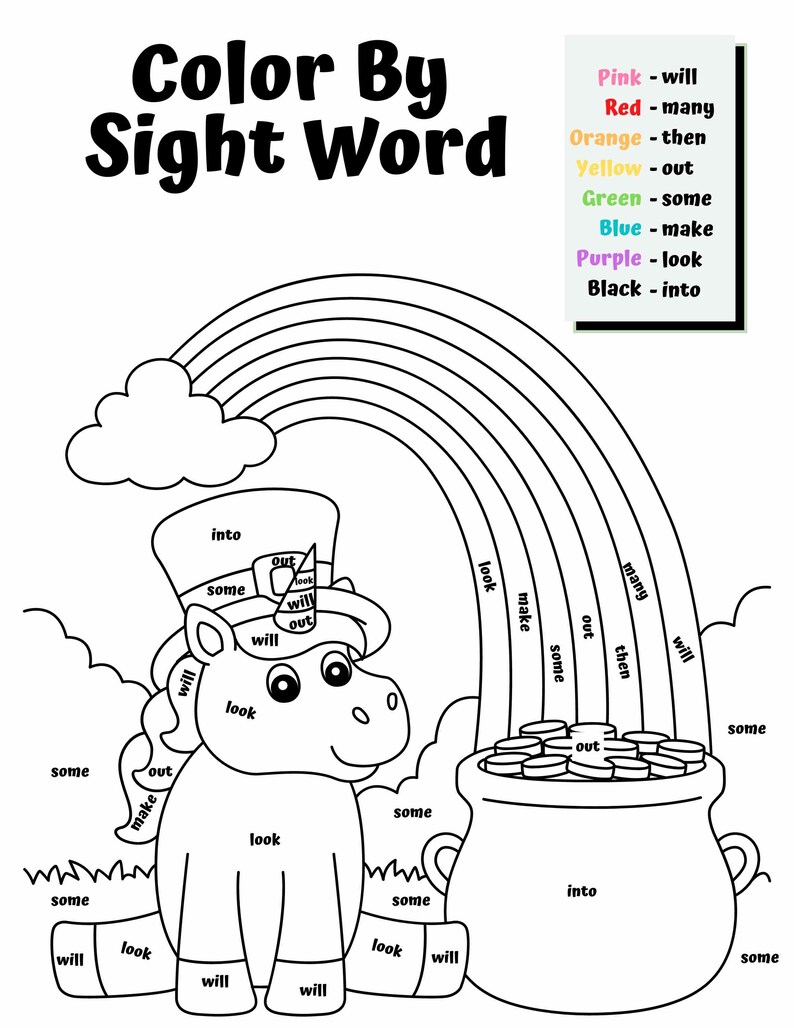 Color by Number, Color by Word, Grade School Printables for Studying ...