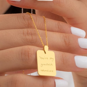 Custom Handwriting Necklace, Engraved Necklace Signature Jewelry, Your ...