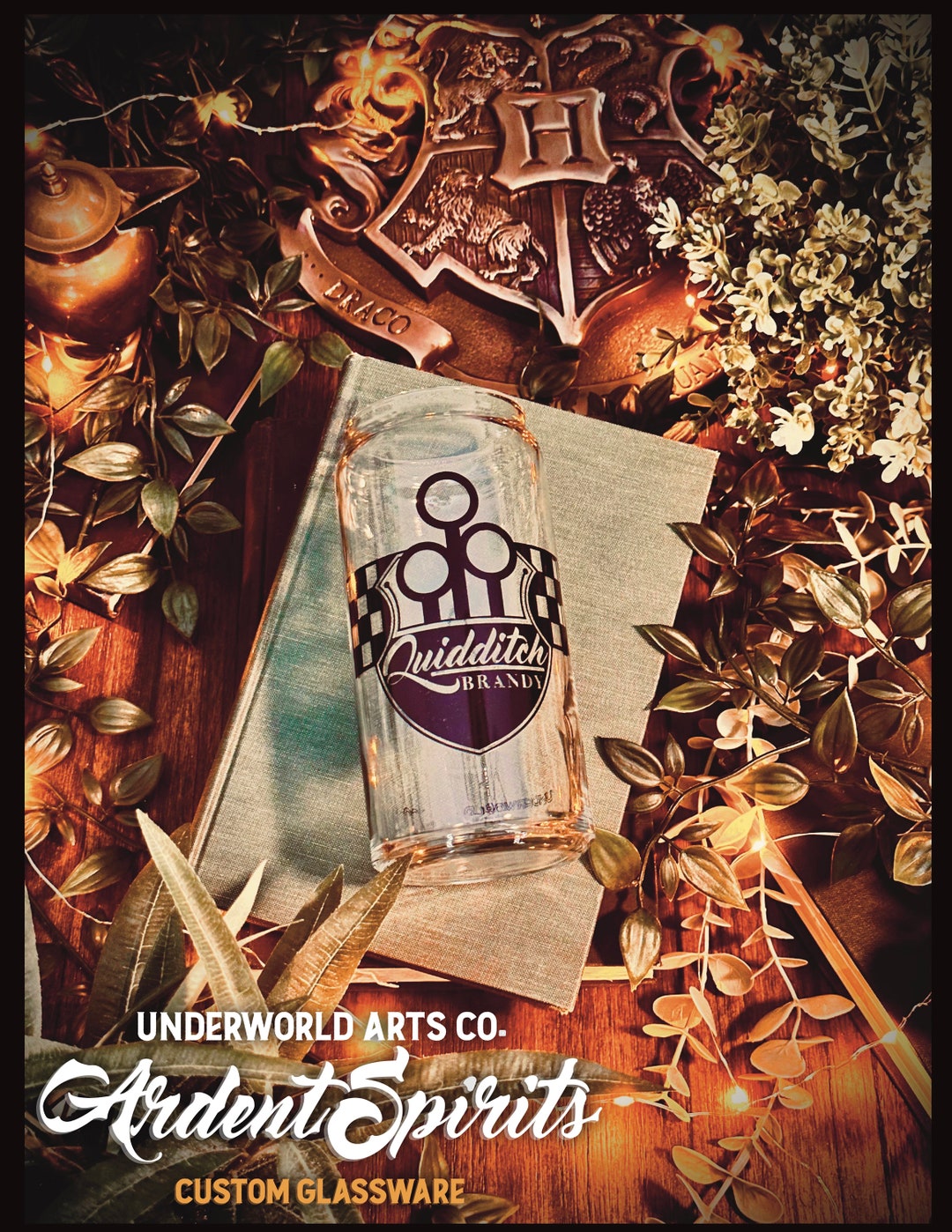 Ardent Spirits - Quidditch Brandy - 20oz Screen Printed Glass Cup - Etsy