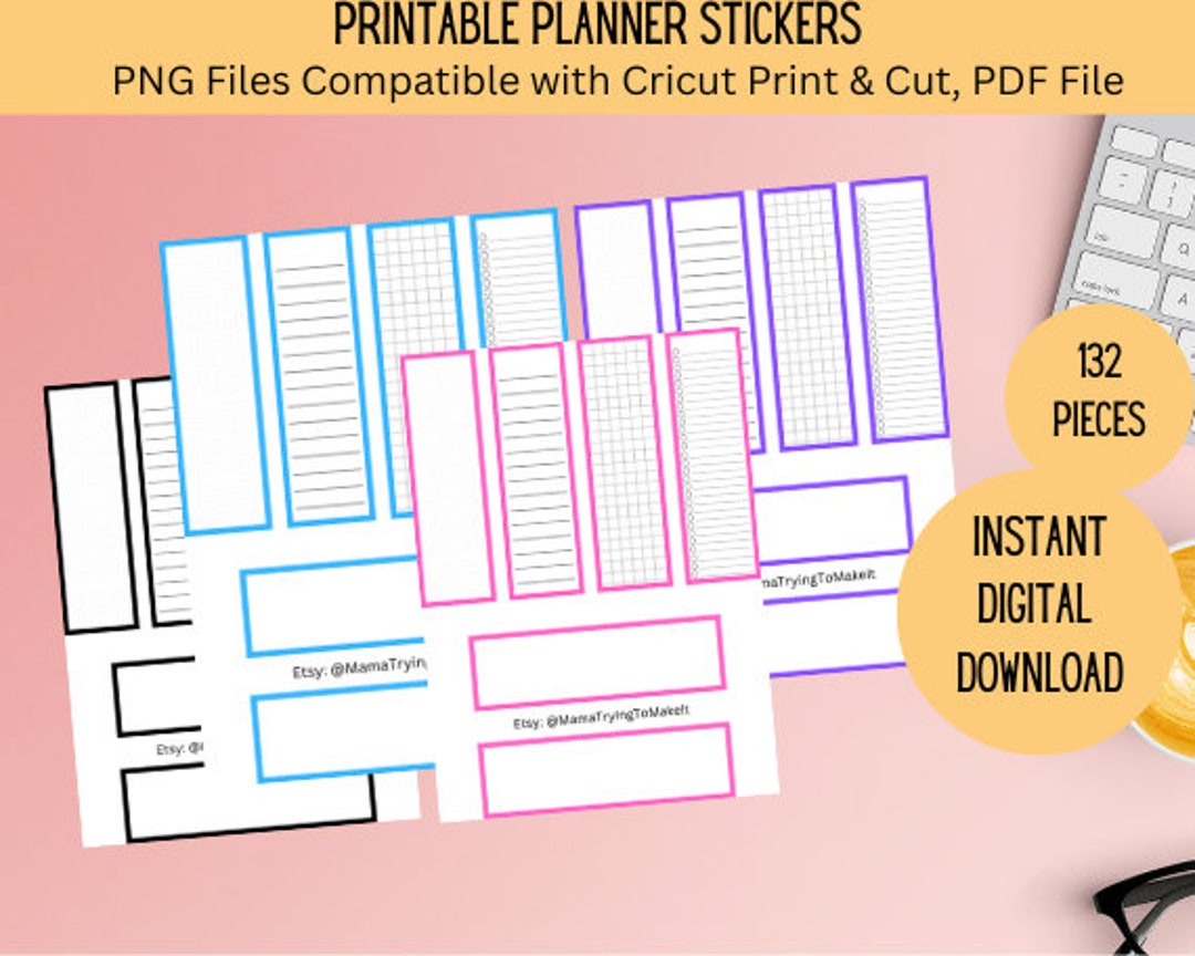 Printable Basic Color Sidebar Planner Stickers - Etsy