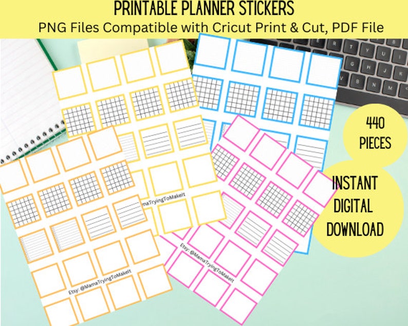 Printable Basic Color Square Boxes Planner Stickers - Etsy