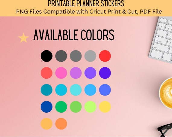 Printable Basic Color Sidebar Planner Stickers - Etsy