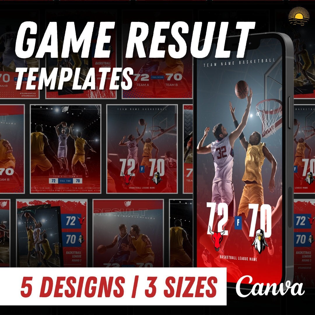 5 Customizable GAME RESULT Designs, Social Media Canva Templates for ...