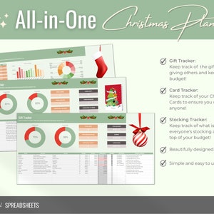 Holiday Planner, Christmas Gift & Card Tracker Spreadsheet Template for ...