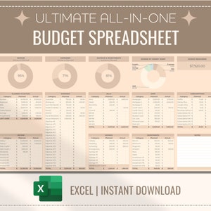 Monthly Budget Spreadsheet Template for EXCEL, Easy & Simple Budget ...