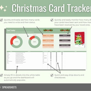 Holiday Planner, Christmas Gift & Card Tracker Spreadsheet Template for ...