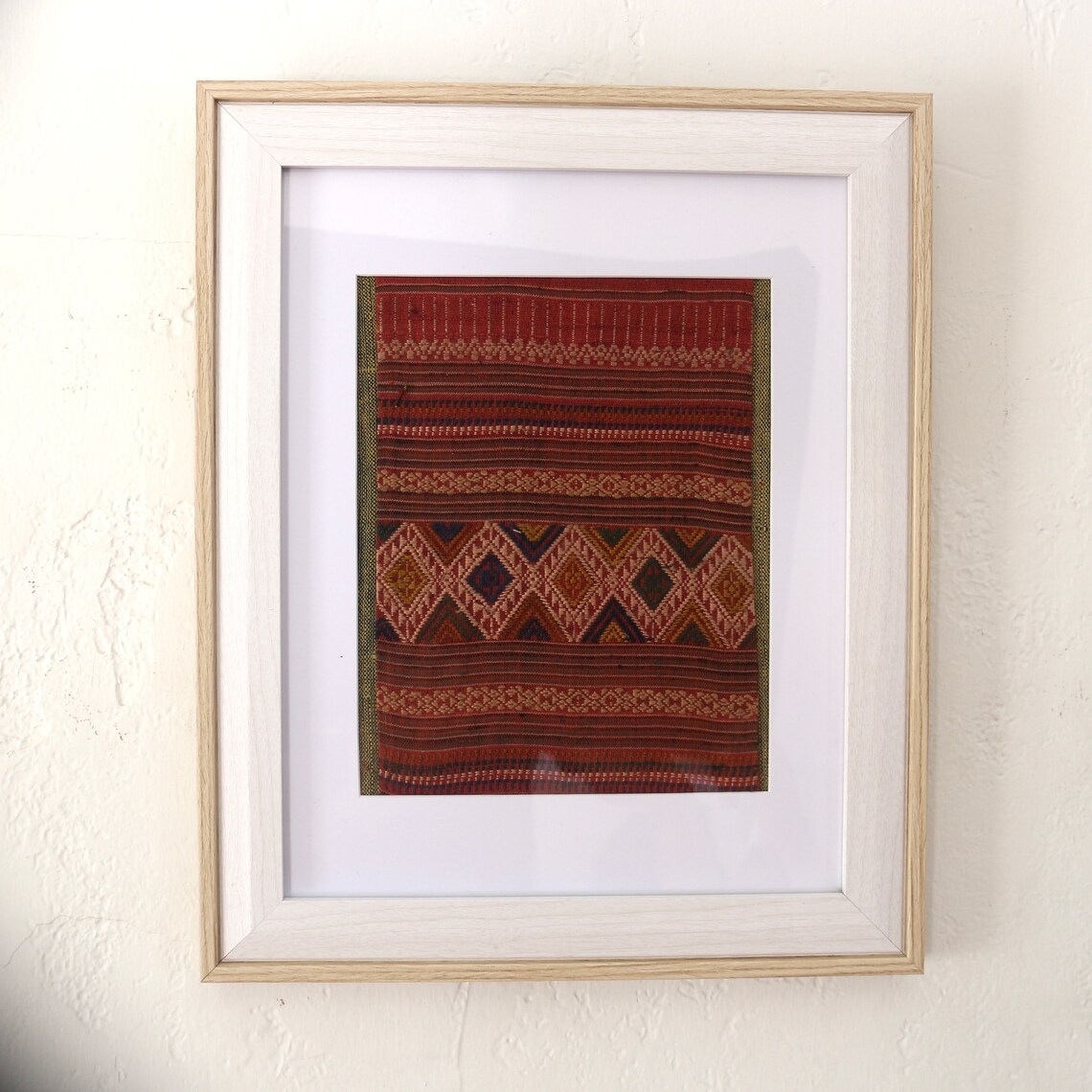 Tejido de seda laosiano vintage enmarcado - Etsy México