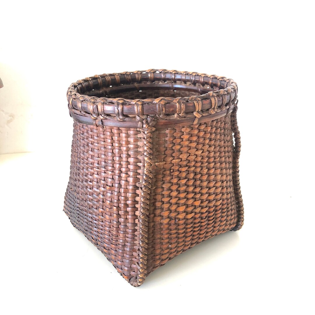 Vintage Rattan Basket - Etsy