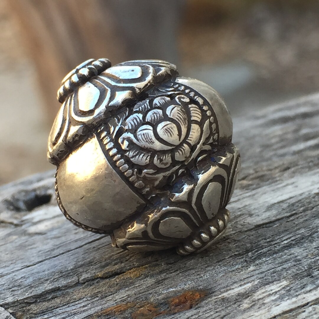 Sterling Silver Ashtamangala Carving Bead - Etsy