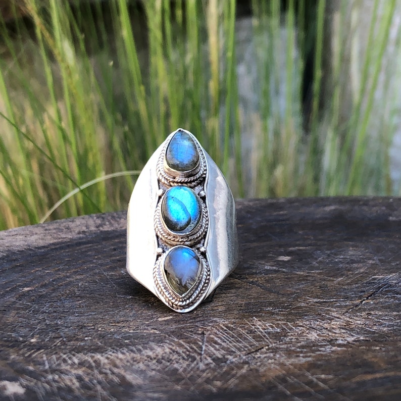Labradorite Sterling Silver Ring - Etsy