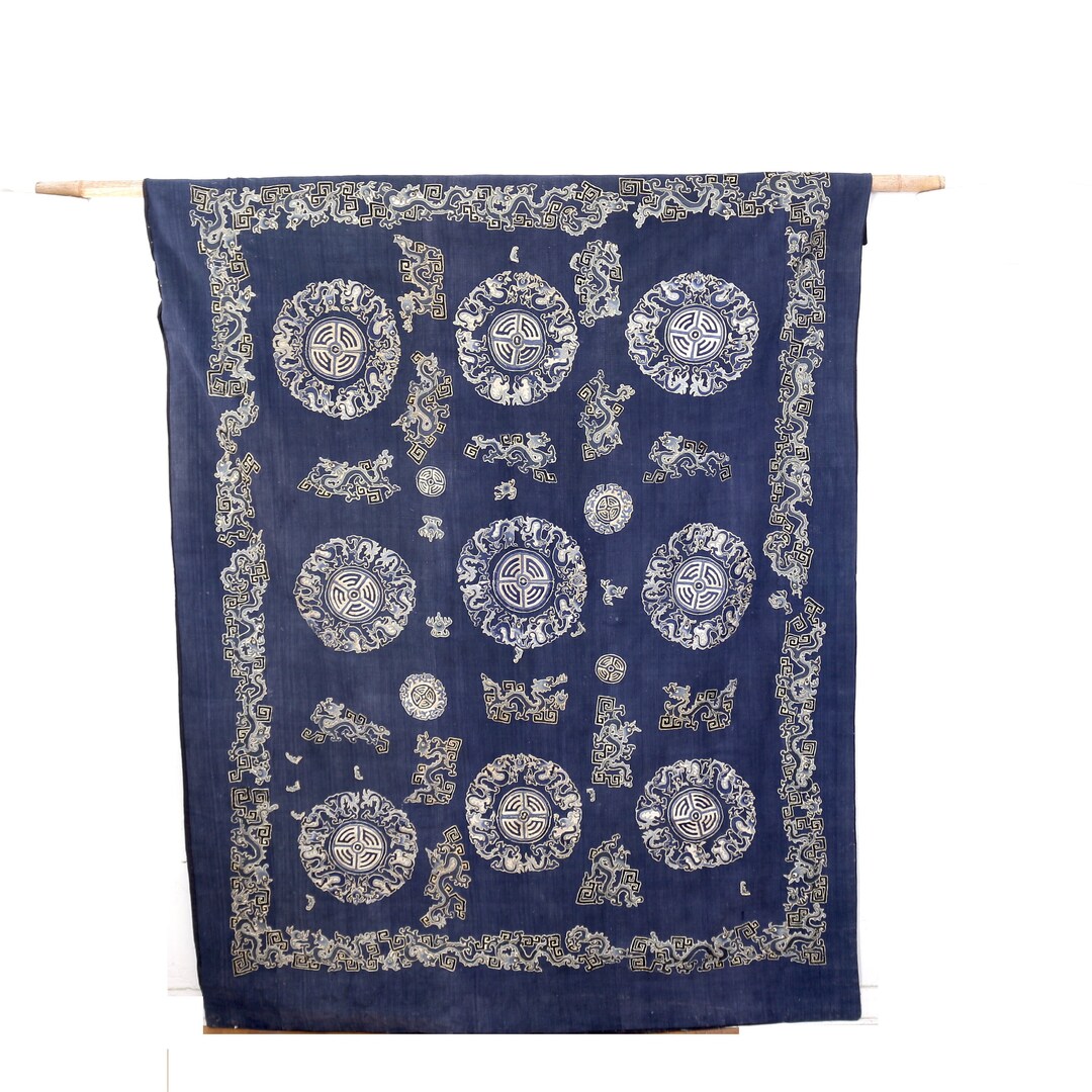 Antique Indigo Chinese Silk Embroidery Textile - Etsy