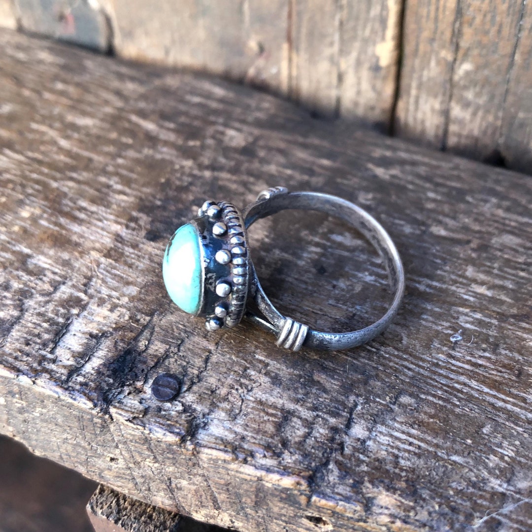 Anillo de plata turquesa tibetana - Etsy España