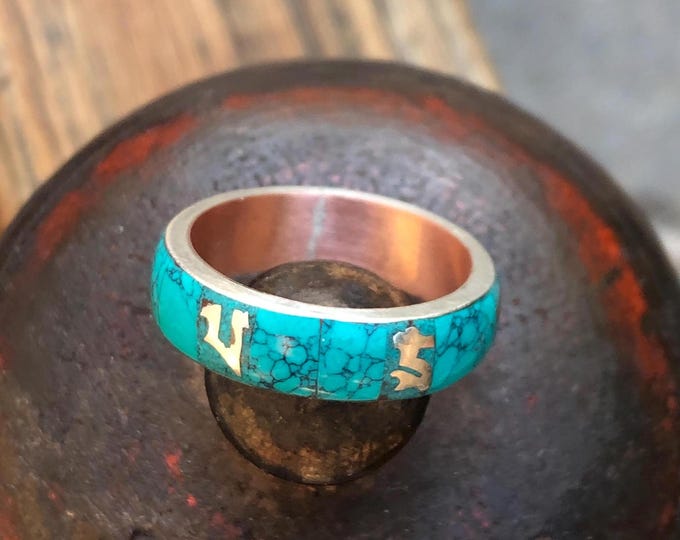 Turquoise Om Mani Mantra Ring - Etsy
