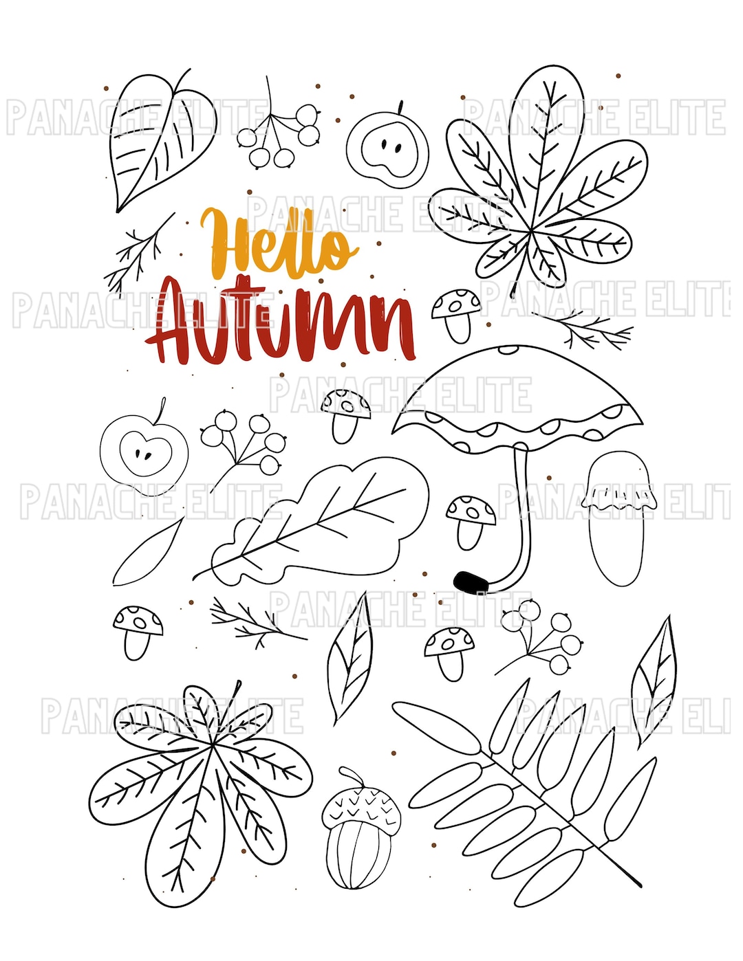 Hello Autumn Coloring Sheet; Activity Sheet; Colors; Autumn; Fall - Etsy