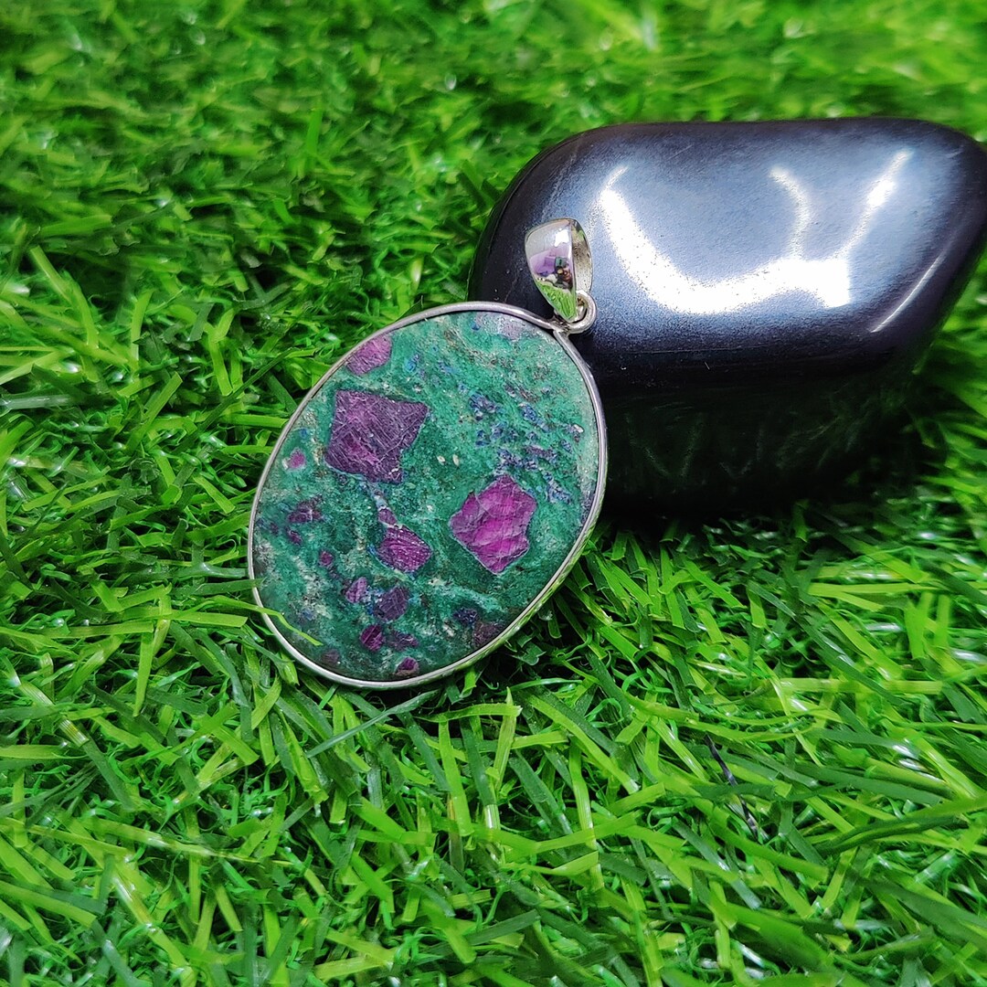 Ruby Fuchsite Pendant, 925 Sterling Silver Pendant, Boho Hippie Silver ...