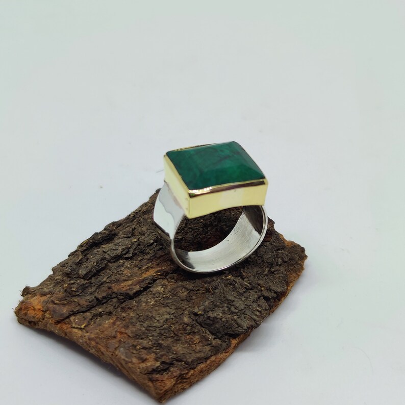 Men's Ring, Indian Emerald Ring, 925 Sterling Silver & Copper Ring ...