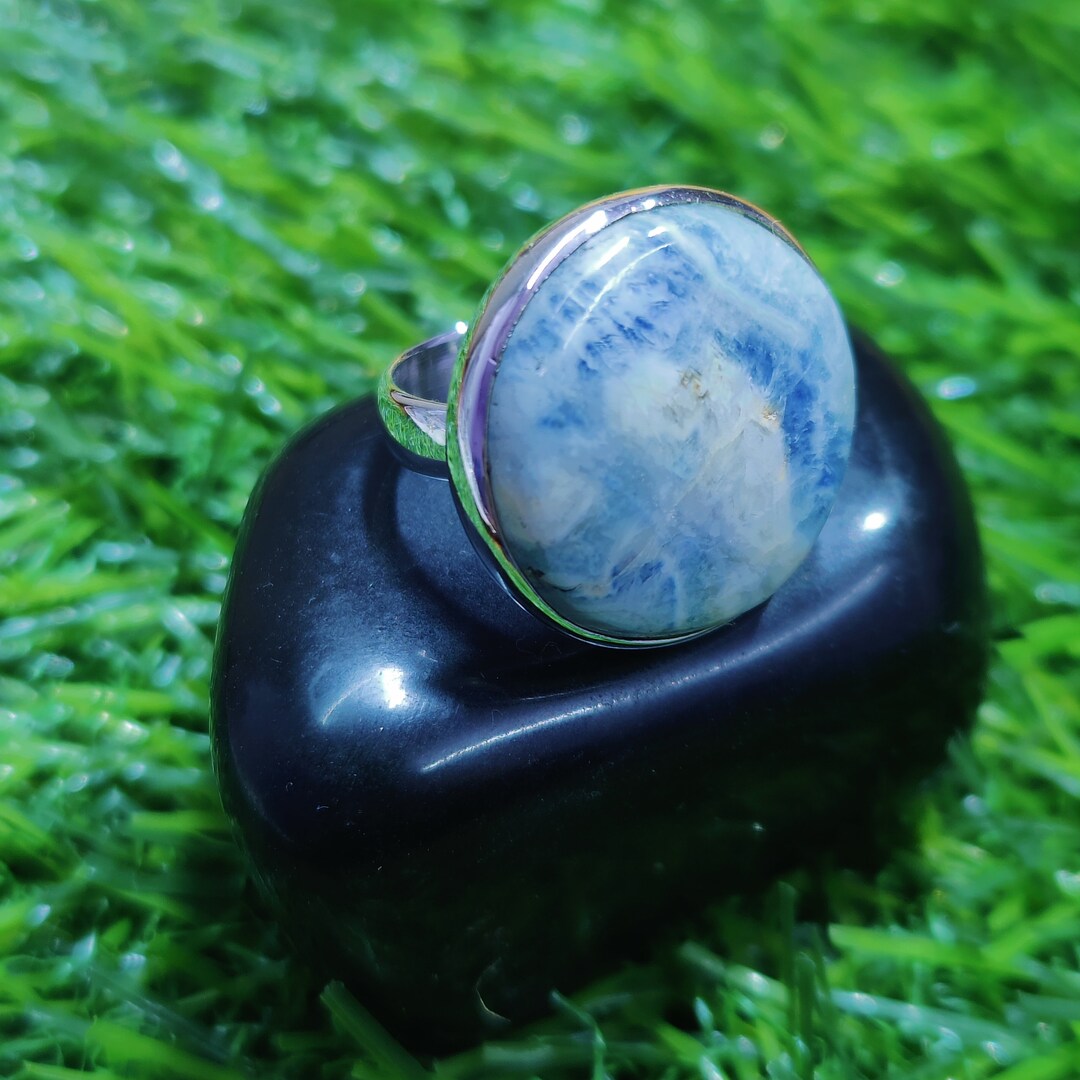 Natural Blue Scheelite Ring 925 Sterling Silver Ring, Handmade Ring ...