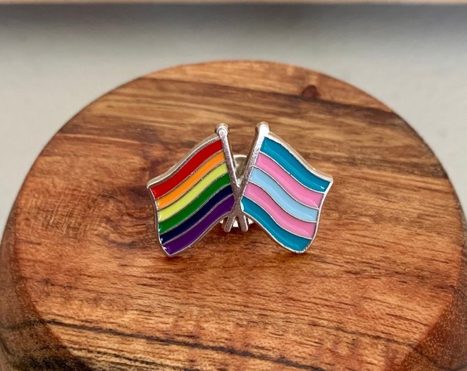 Rainbow Pride Flag + Transgender Pride Flag Pin - Rainbow Pride ...