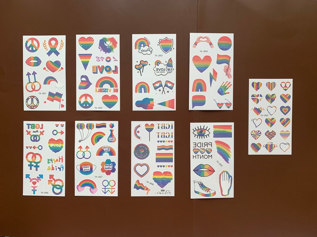 Rainbow Pride Temporary Tattoo Stickers Proudly Supporting Our LGBTIQA ...