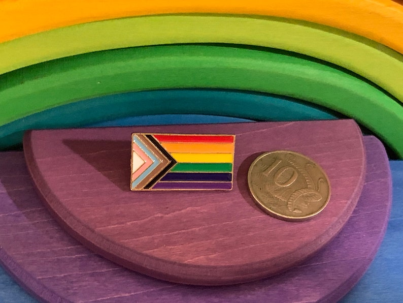 Progress Pride Flag Pin - Rainbow Pride - Proudly Supporting Our ...