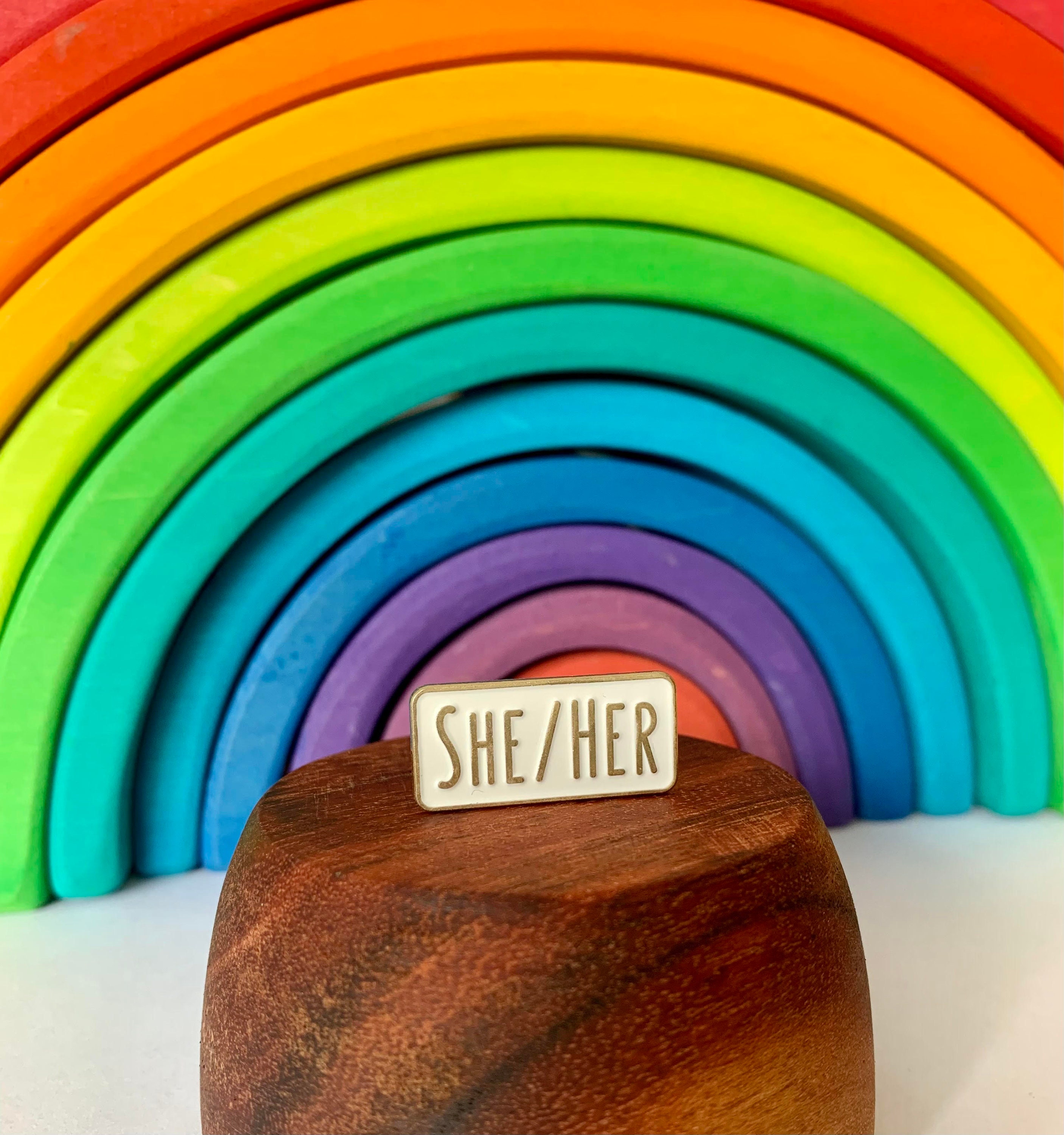 Simple and Minimalist Pronoun Pins She/her He/him & - Etsy