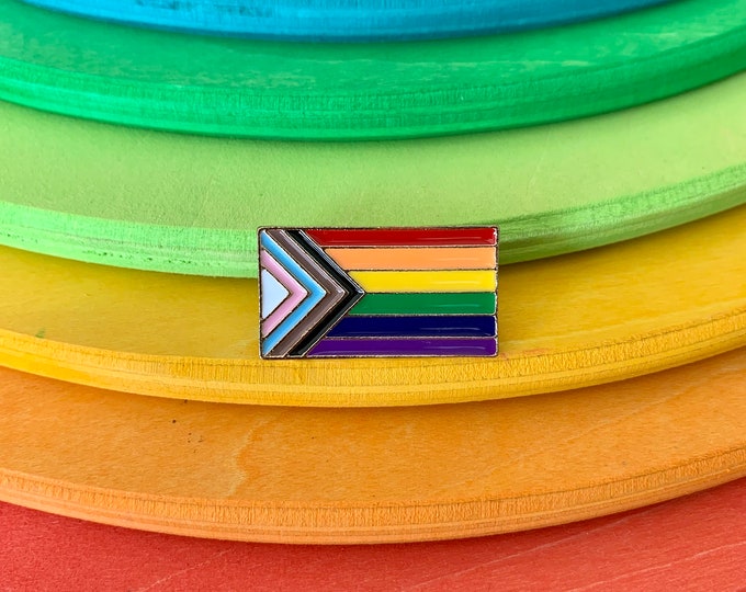 Progress Pride Flag Pin Rainbow Pride Proudly Supporting - Etsy