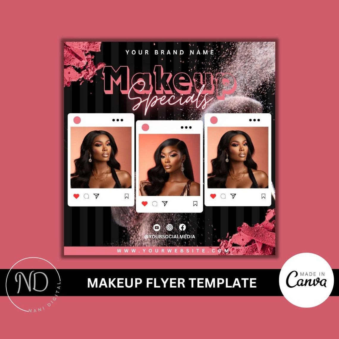 Makeup Flyer Template, Canva Makeup Flyer, Makeup Flyer, MUA Flyer ...
