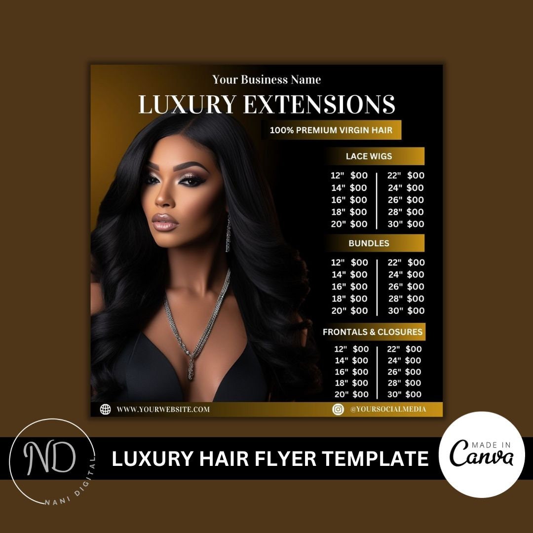 Luxury Hair Flyer, Bundles Price List Flyer, Luxury Hair Extensions ...