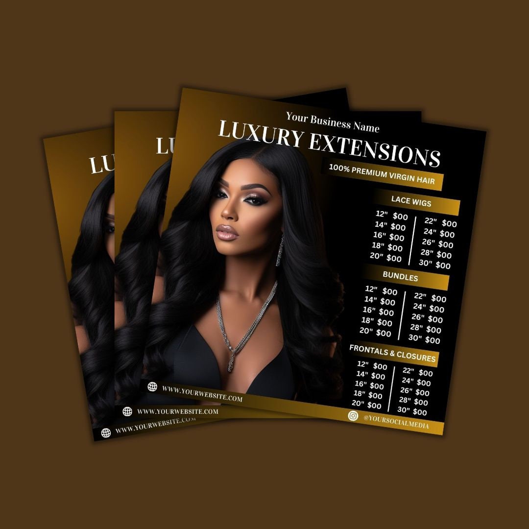 Luxury Hair Flyer, Bundles Price List Flyer, Luxury Hair Extensions ...