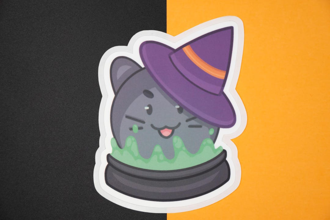 Witch Cat Sticker: Weatherproof, Die-cut, Halloween Sticker - Etsy