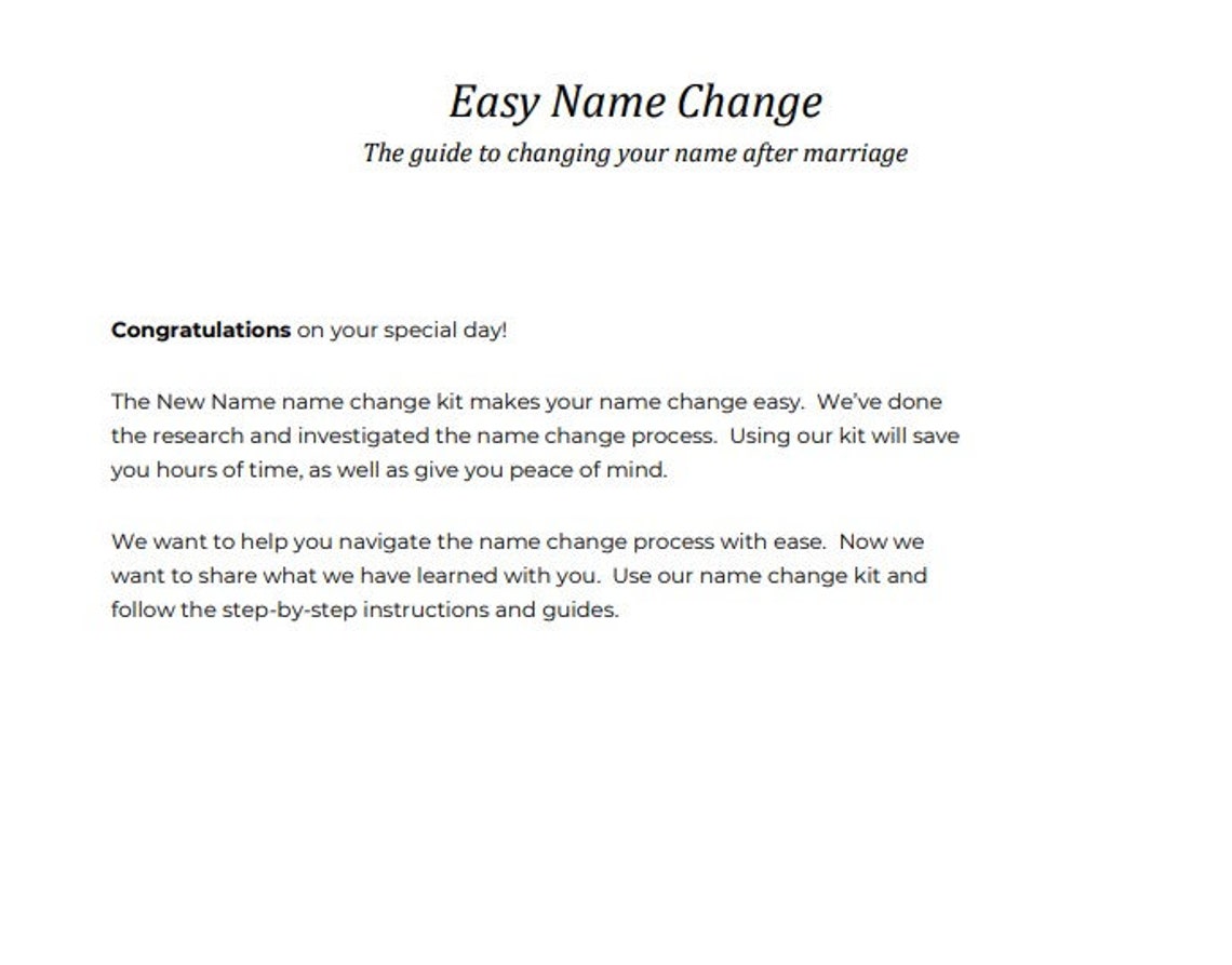 Newlywed Name Change Kit for USA, Marriage Name Change, Bride Name ...