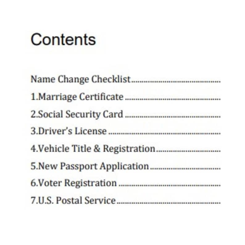 Bride Name Change Kit: US Checklist, Easy Guide (digital Download) - Etsy