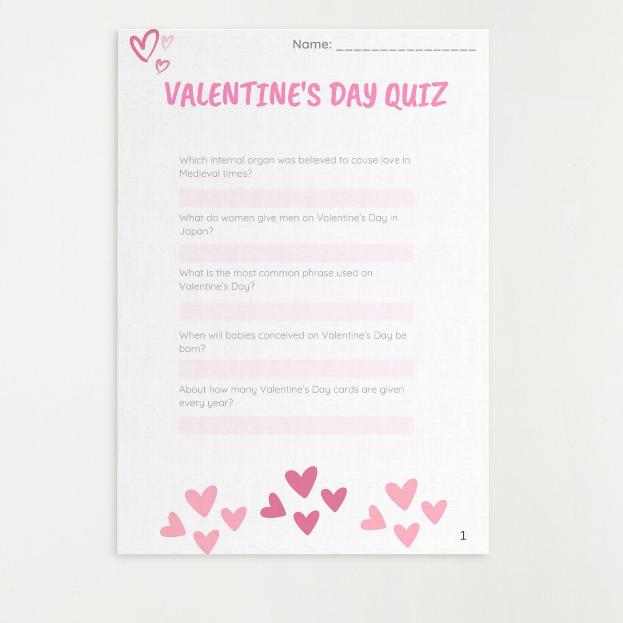 Printable Valentine's Day Game/quiz, Valentines Activity. Galentine's ...